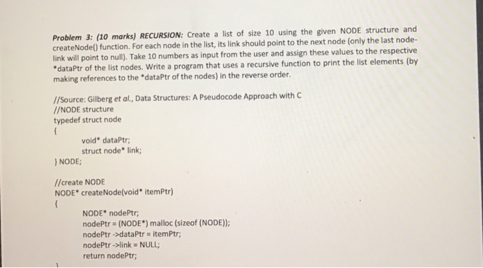 Solved Problem 3: (10 marks) RECURSION: Create a list of | Chegg.com