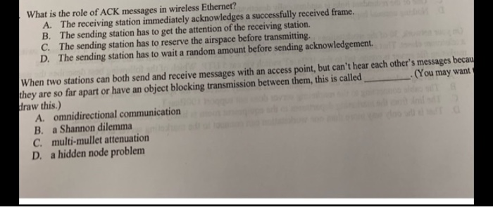 Solved What is the role of ACK messages in wireless | Chegg.com