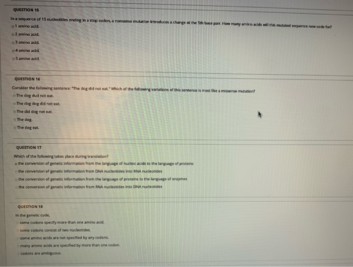 Solved QUESTION 15 introduces a charge of the Sth base pair | Chegg.com
