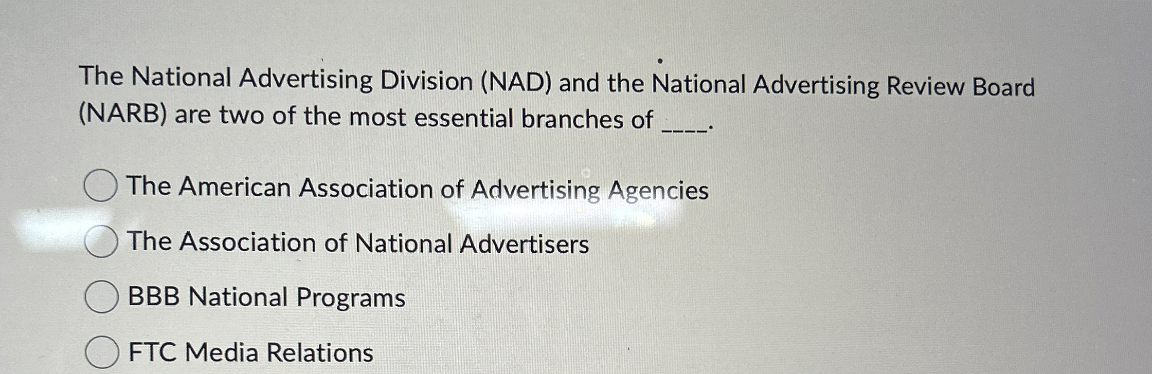 Solved The National Advertising Division (NAD) ﻿and the | Chegg.com