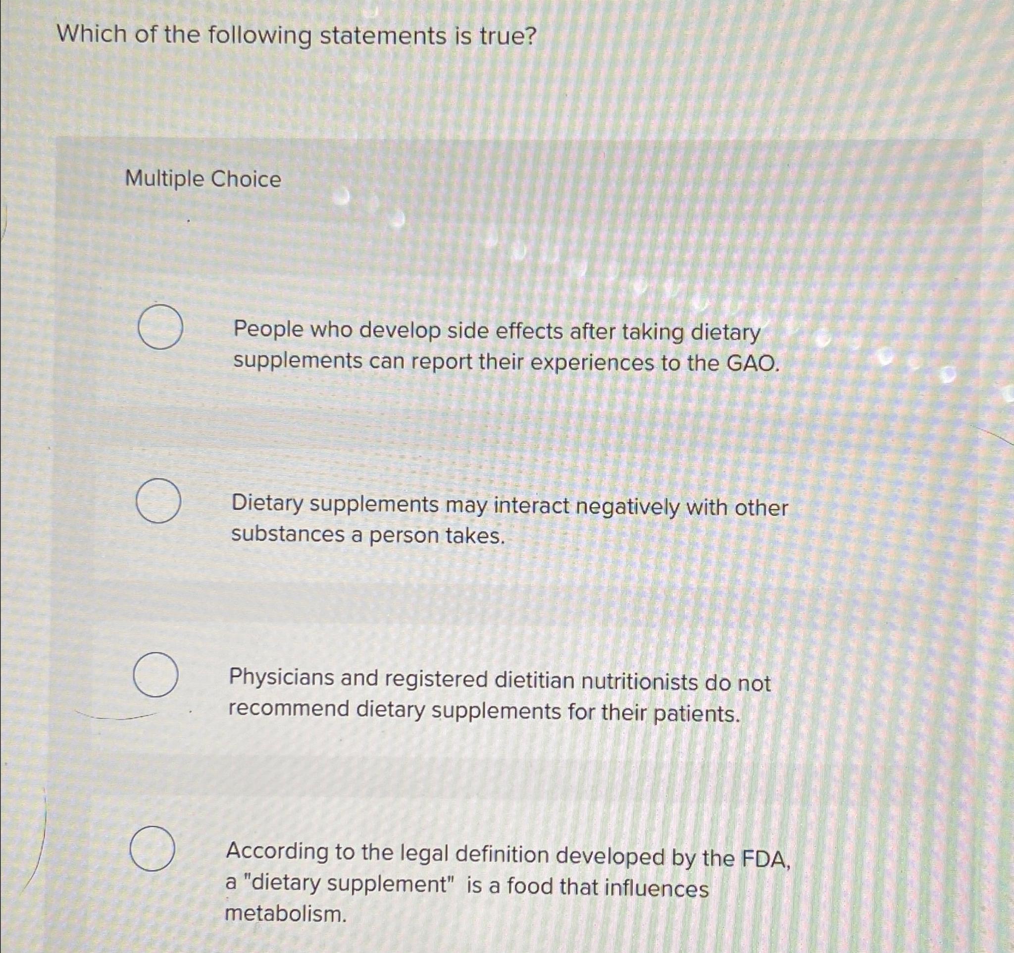 Solved Which of the following statements is true?Multiple | Chegg.com