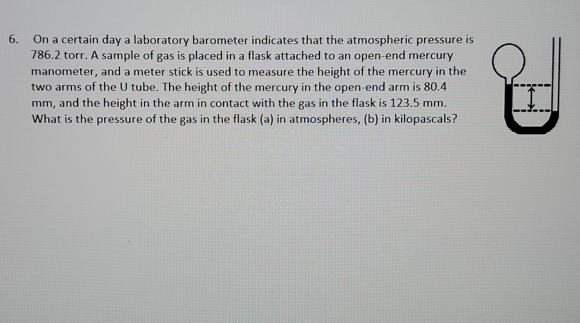 Solved On a certain day a laboratory barometer indicates | Chegg.com