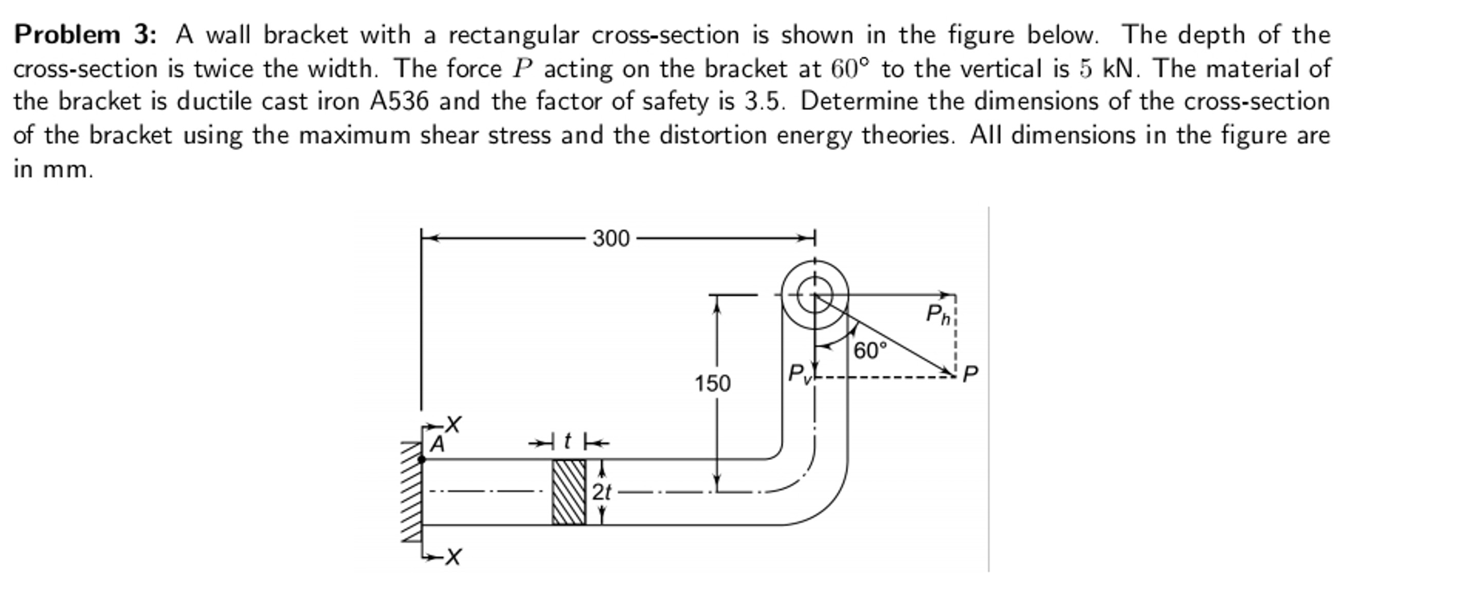 Solved Problem 3: A wall bracket with a rectangular | Chegg.com