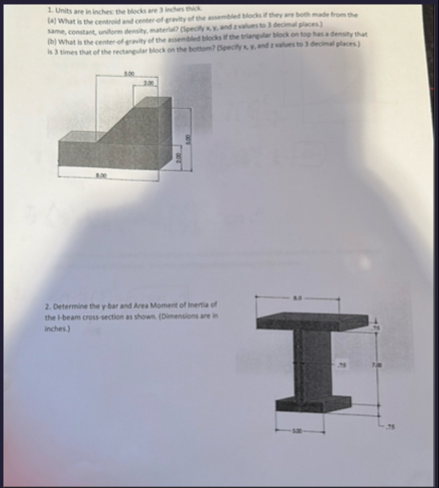 Solved Units are in inches the blocks are 3 ﻿inches | Chegg.com