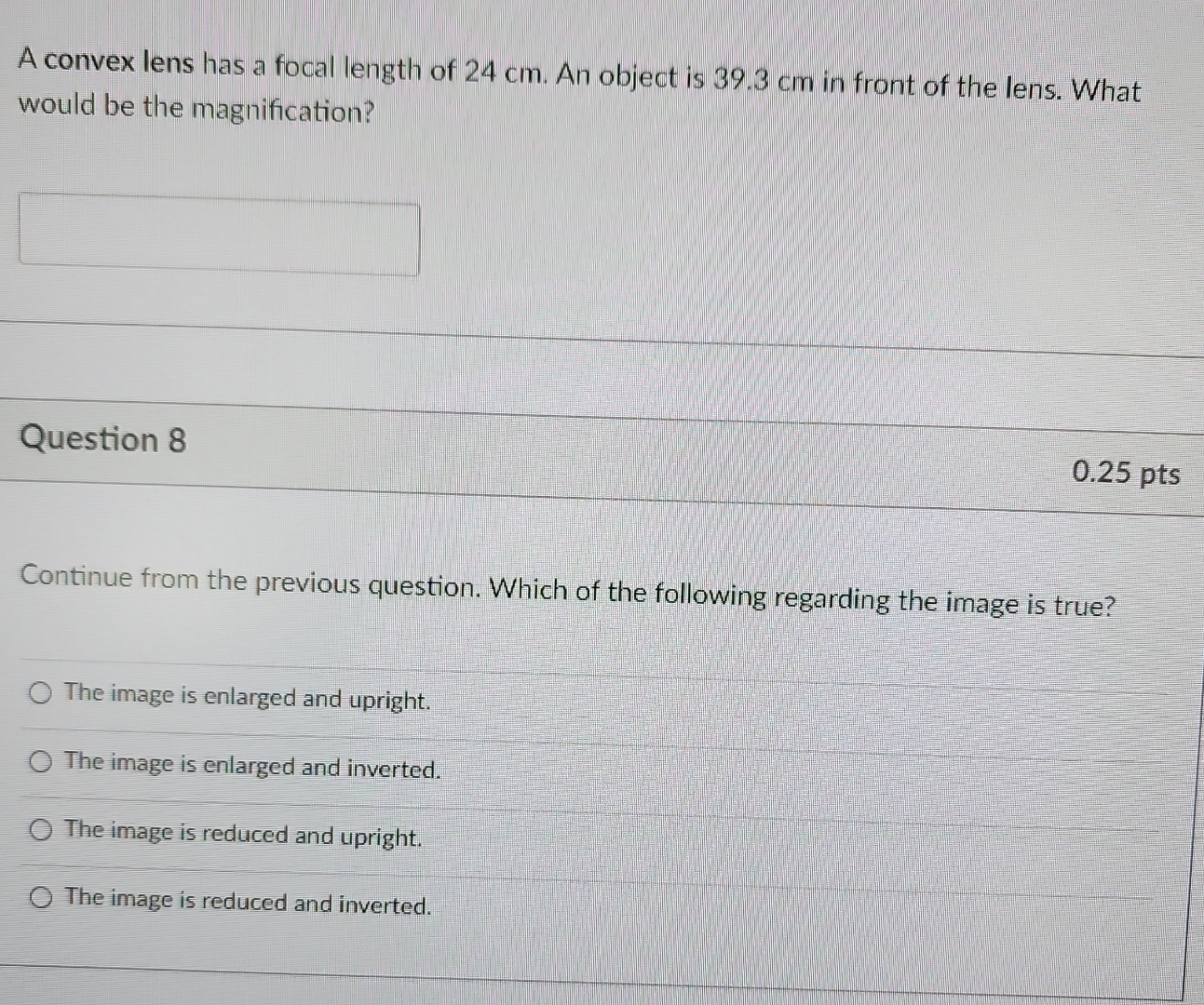 Solved A convex lens has a focal length of 24cm. ﻿An object | Chegg.com