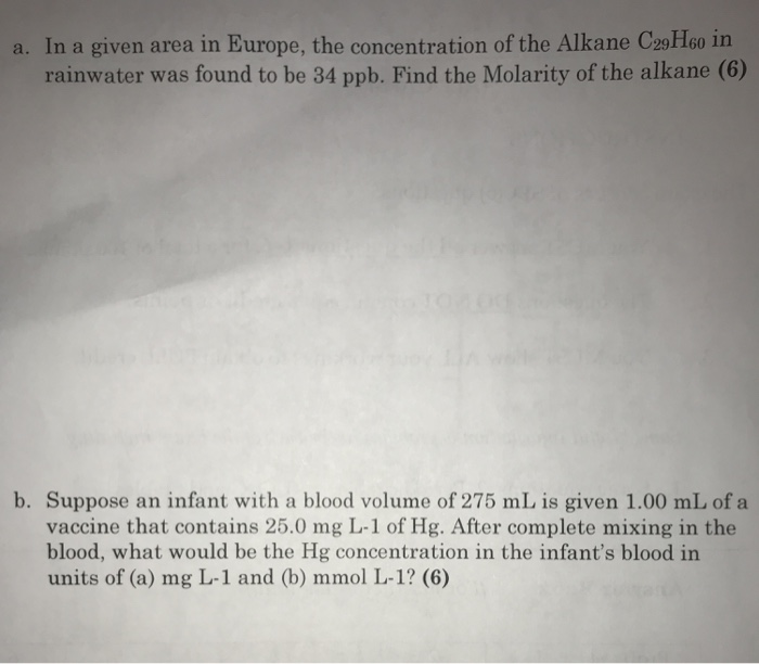 Solved a. In a given area in Europe, the concentration of | Chegg.com