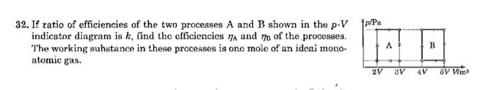 Solved 32. If ratio of efficiencies of the two processes A | Chegg.com