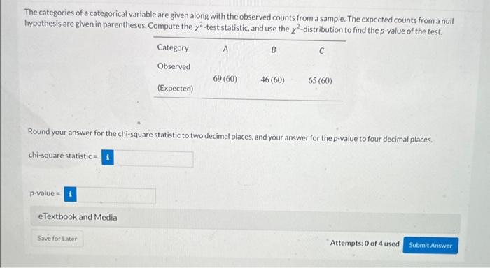Solved The categories of a categorical variable are given | Chegg.com
