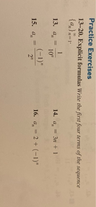 Solved Practice Exercises 13–20. Explicit formulas Write the | Chegg.com