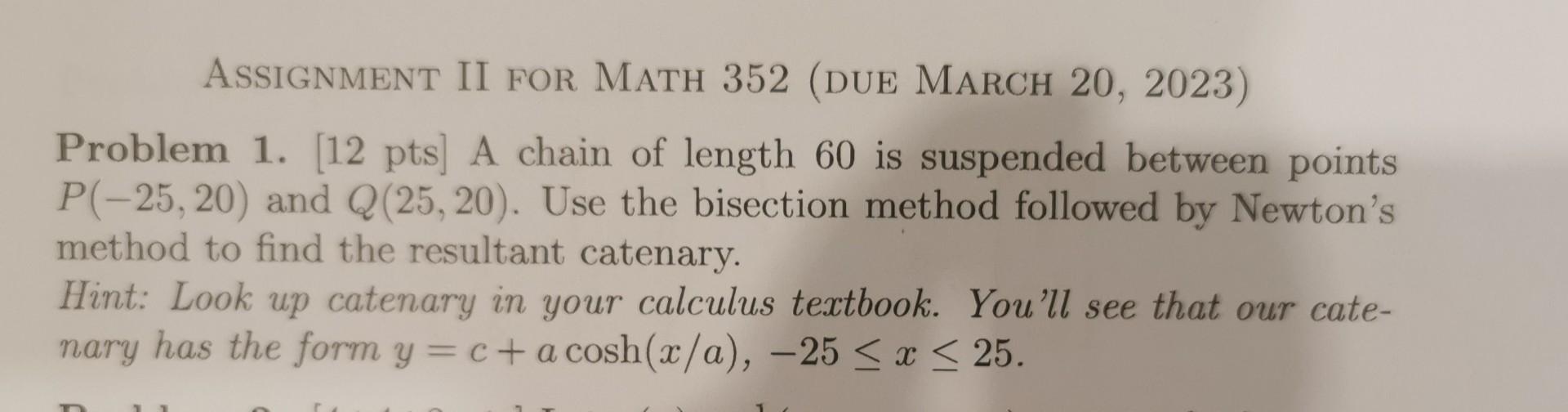 Assignment II FOR MAth 352 (DUE MARCH 20, 2023) | Chegg.com