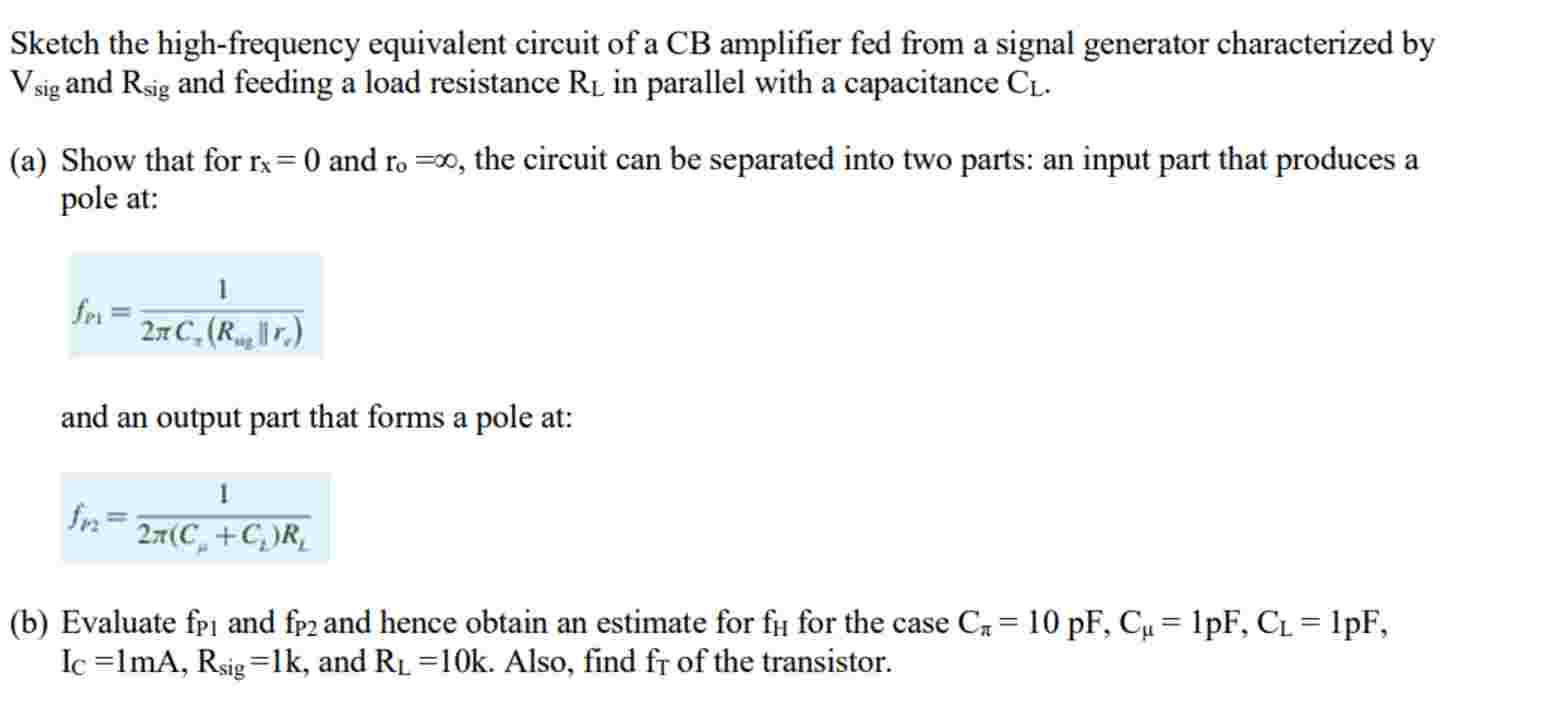 Solved Sketch the high-frequency equivalent circuit of a CB | Chegg.com