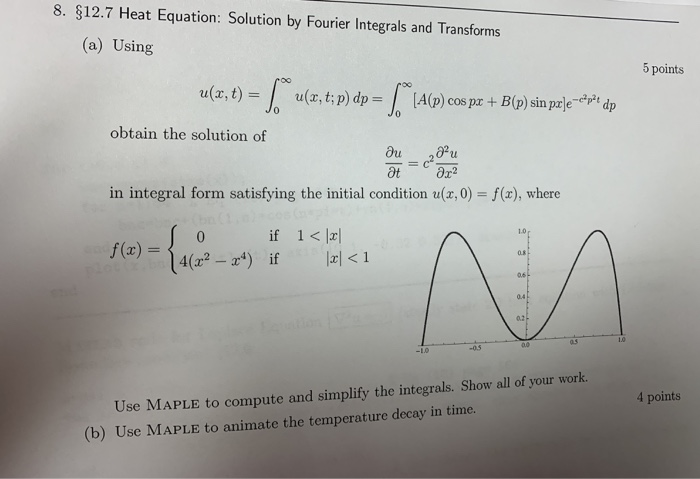 Solved 8. 812.7 Heat Equation: Solution by Fourier Integrals | Chegg.com