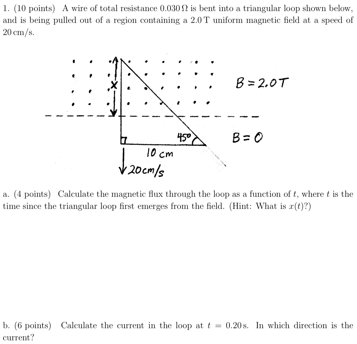 Solved (10 ﻿points) ﻿A wire of total resistance 0.030Ω ﻿is | Chegg.com