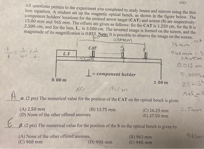 All questions pertain to the experiment you completed | Chegg.com