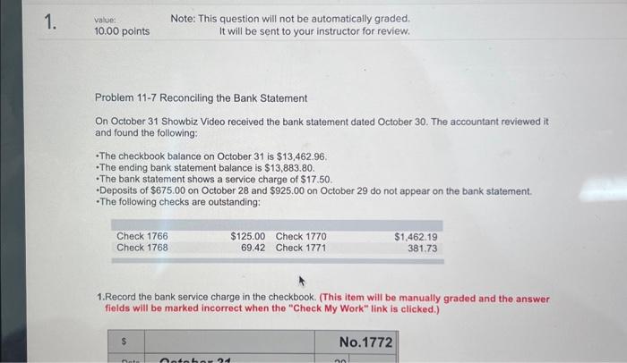 4.Post the bank service charge journal entry to the | Chegg.com