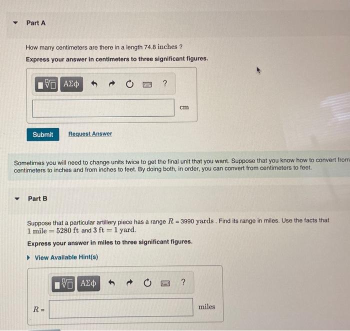 Solved How many centimeters are there in a length 74.8 | Chegg.com