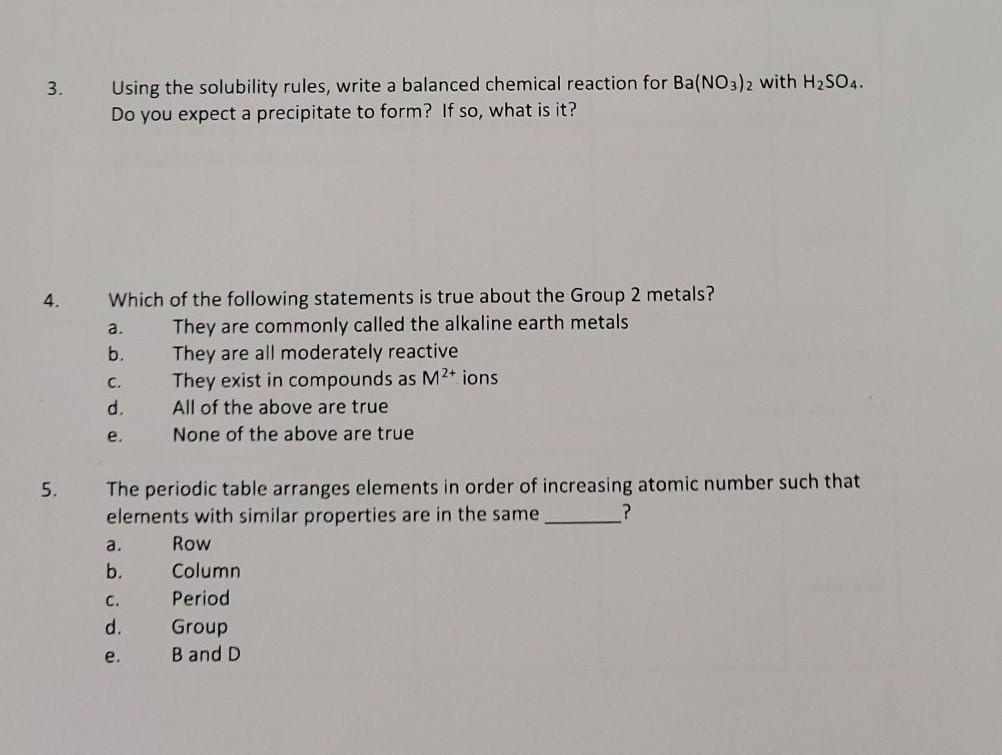 Solved 3. Using the solubility rules, write a balanced | Chegg.com