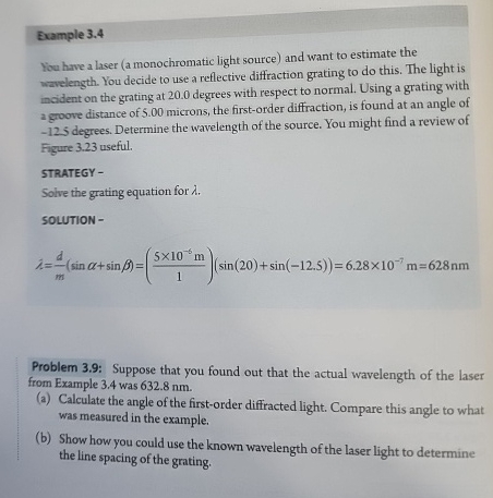 Solved Example 3.4You have a laser (a monochromatic light | Chegg.com