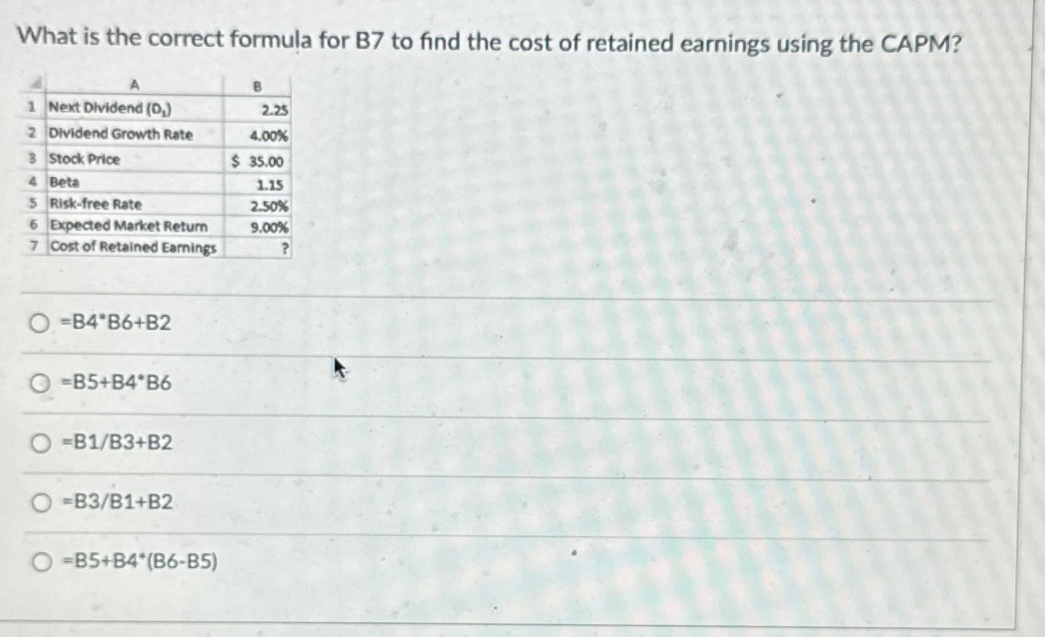 What is the correct formula for B7 ﻿to find the cost | Chegg.com