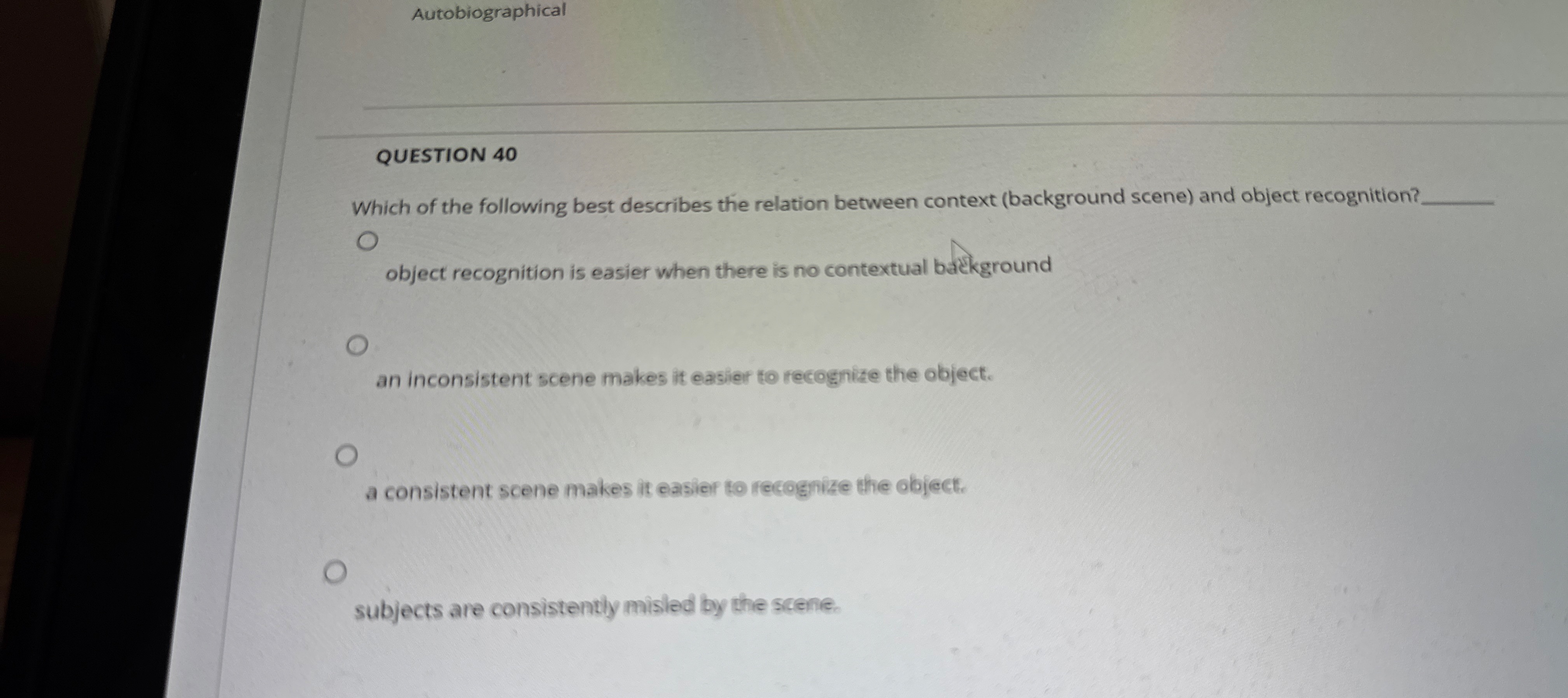 Solved AutobiographicalQUESTION 40Which of the following | Chegg.com