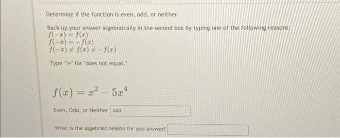 Determine if the function is even, odd, or neither. | Chegg.com