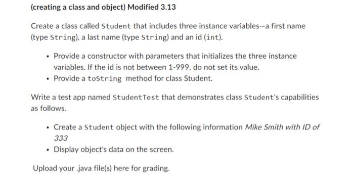 Solved (creating a class and object) Modified 3.13 Create a | Chegg.com