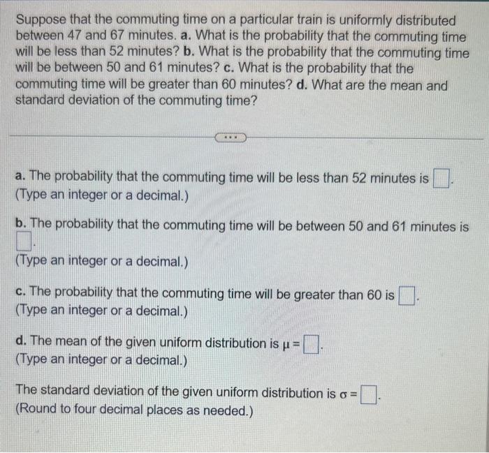Solved Suppose that the commuting time on a particular train | Chegg.com