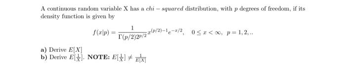 A continuous random variable X has a chi-squared | Chegg.com