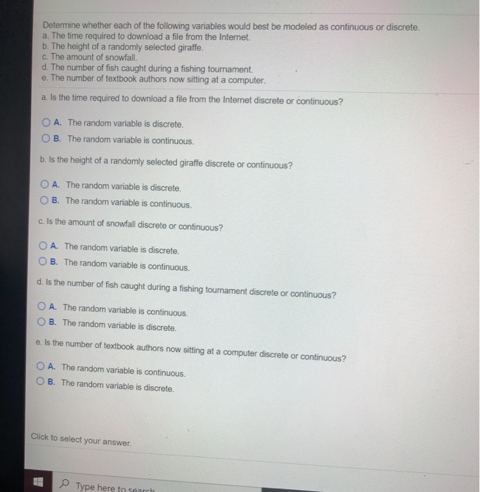 Solved Determine whether each of the following variables | Chegg.com