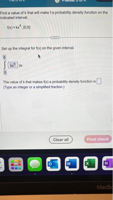 Solved Find a value of k that will make f a probability | Chegg.com