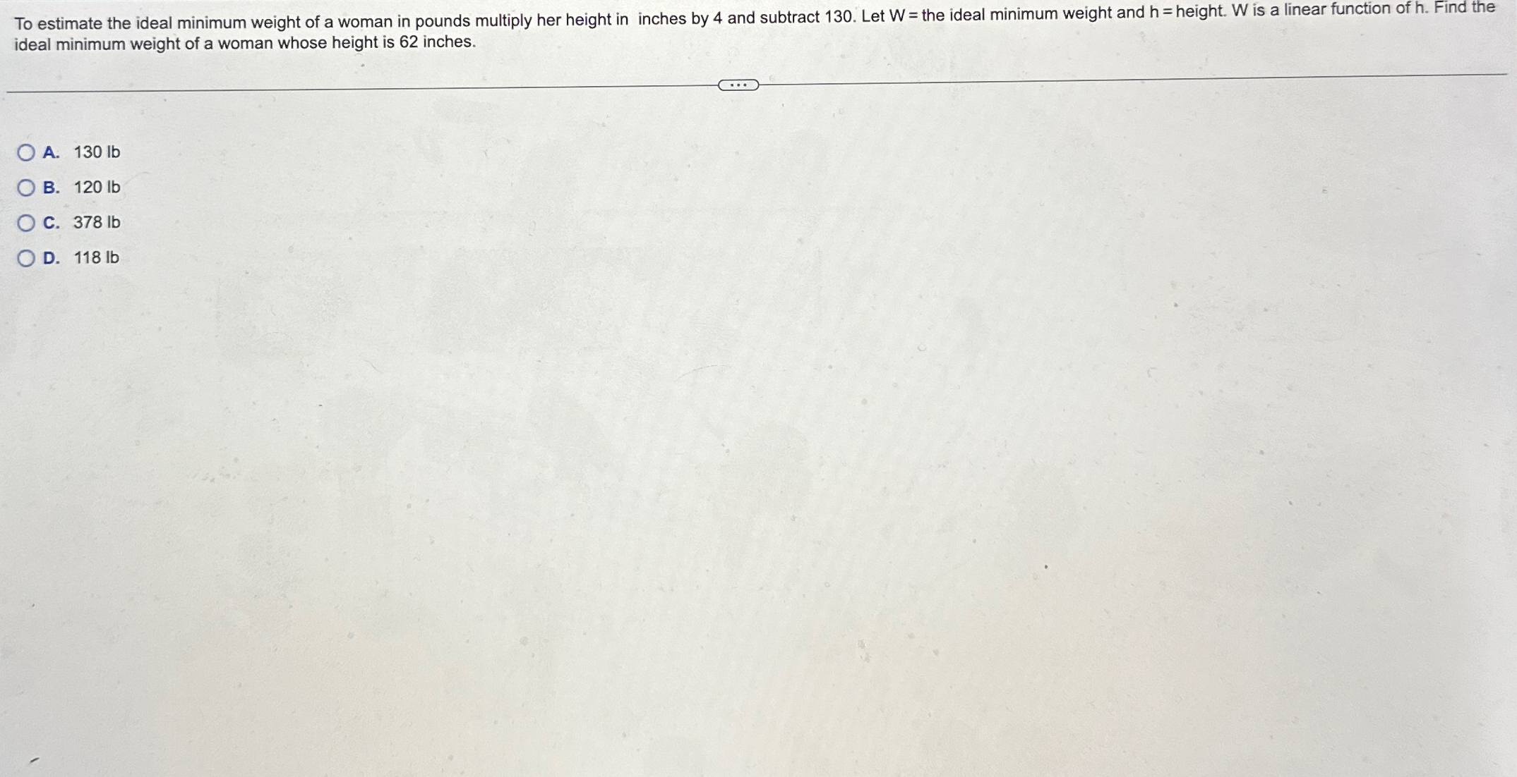 Solved ideal minimum weight of a woman whose height is 62 | Chegg.com