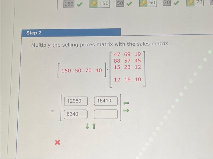 Solved 150 150 50 50 70 70 Step 2 Multiply the selling | Chegg.com