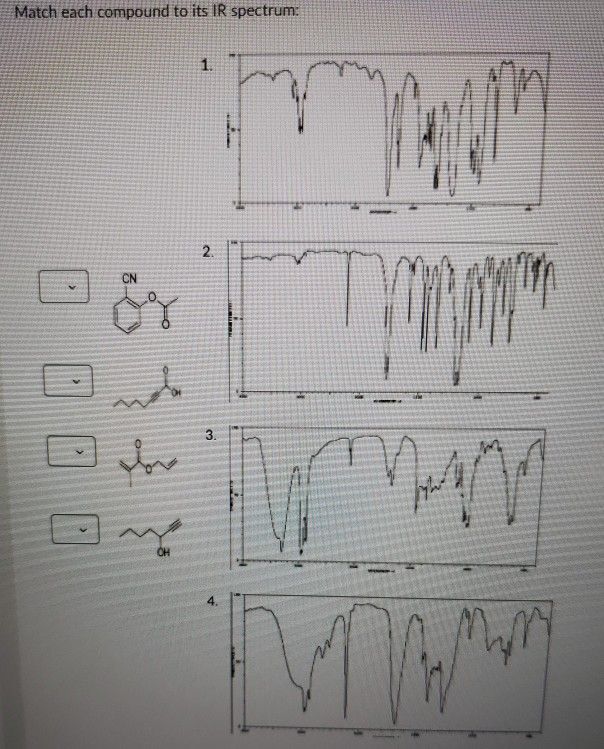 Solved Match each compound to its IR spectrum: 1. H my N CN | Chegg.com