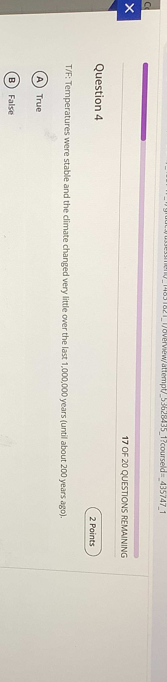Solved 17 ﻿OF 20 ﻿QUESTIONS REMAININGQuestion 42 ﻿PointsT/F: | Chegg.com