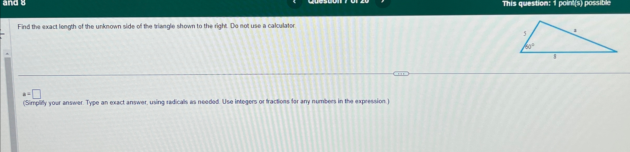 Solved This question: 1 ﻿point(s) ﻿possibleFind the exact | Chegg.com