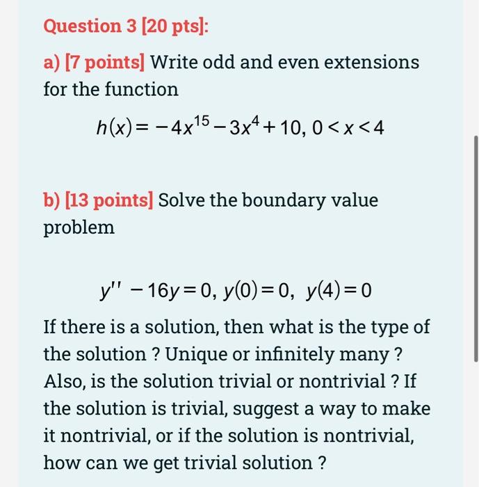 Solved Question 3 [20 pts]: a) [7 points] Write odd and even | Chegg.com