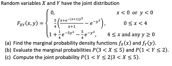 Random variables x ﻿and Y ﻿have the joint | Chegg.com