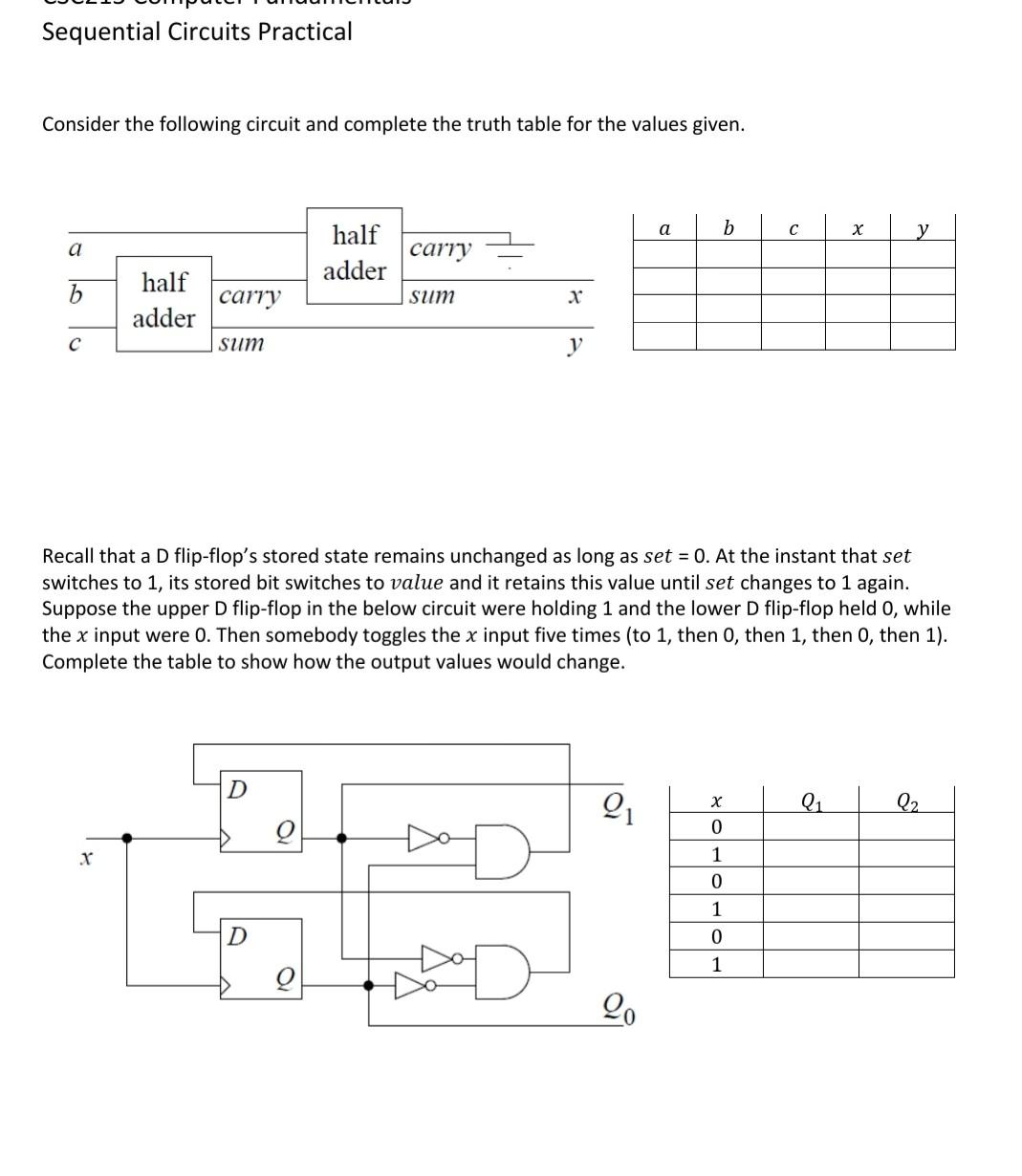 Solved Sequential Circuits Practical Consider the following | Chegg.com
