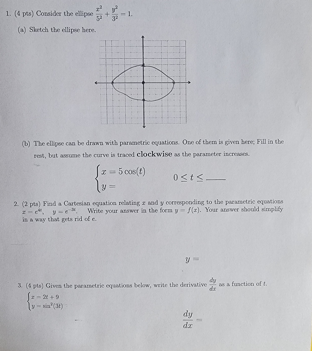 Solved (4 ﻿pts) ﻿Consider the ellipse x252+y232=1.(a) | Chegg.com
