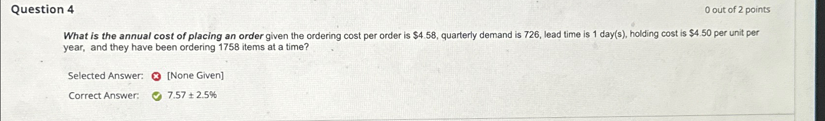 Solved Question 40 ﻿out of 2 ﻿pointsWhat is the annual cost | Chegg.com