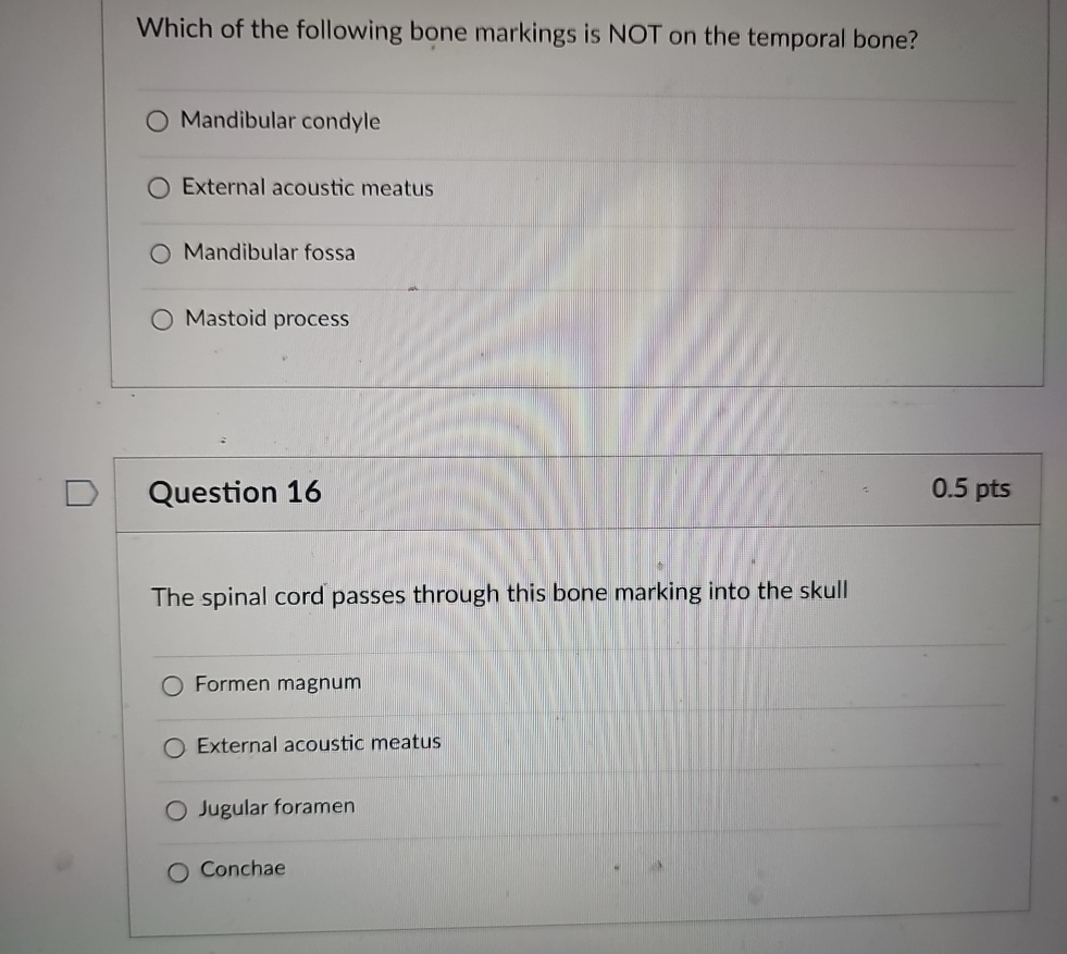 Solved Which of the following bone markings is NOT on the | Chegg.com