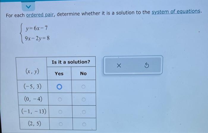 Solved For each ordered pair, determine whether it is a | Chegg.com