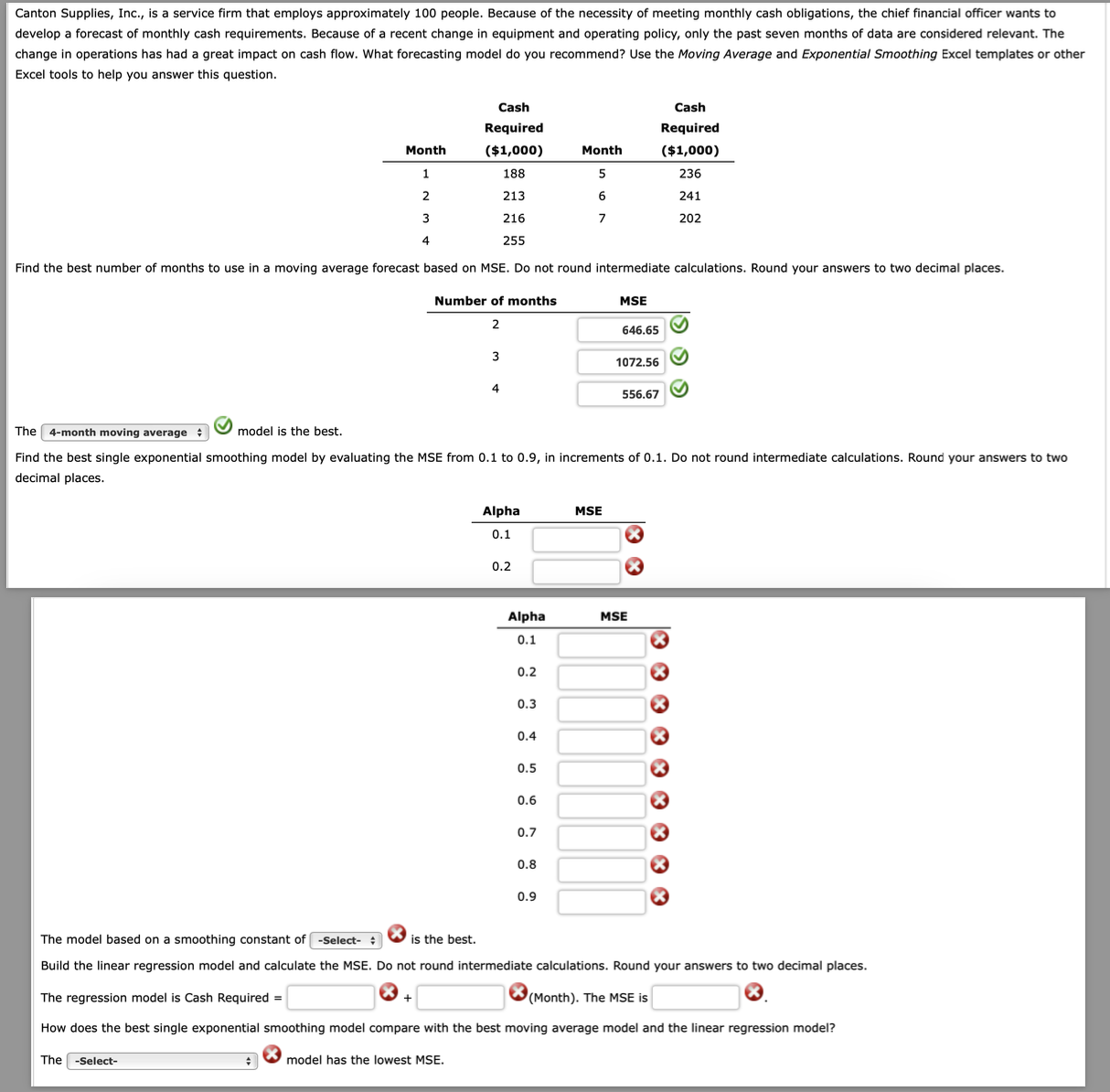 The model based on a smoothing constant ofis the | Chegg.com