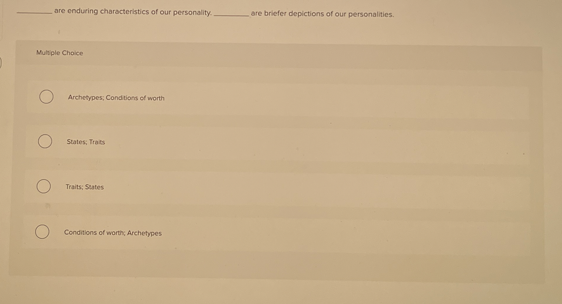 Solved q, ﻿are enduring characteristics of our personality. | Chegg.com