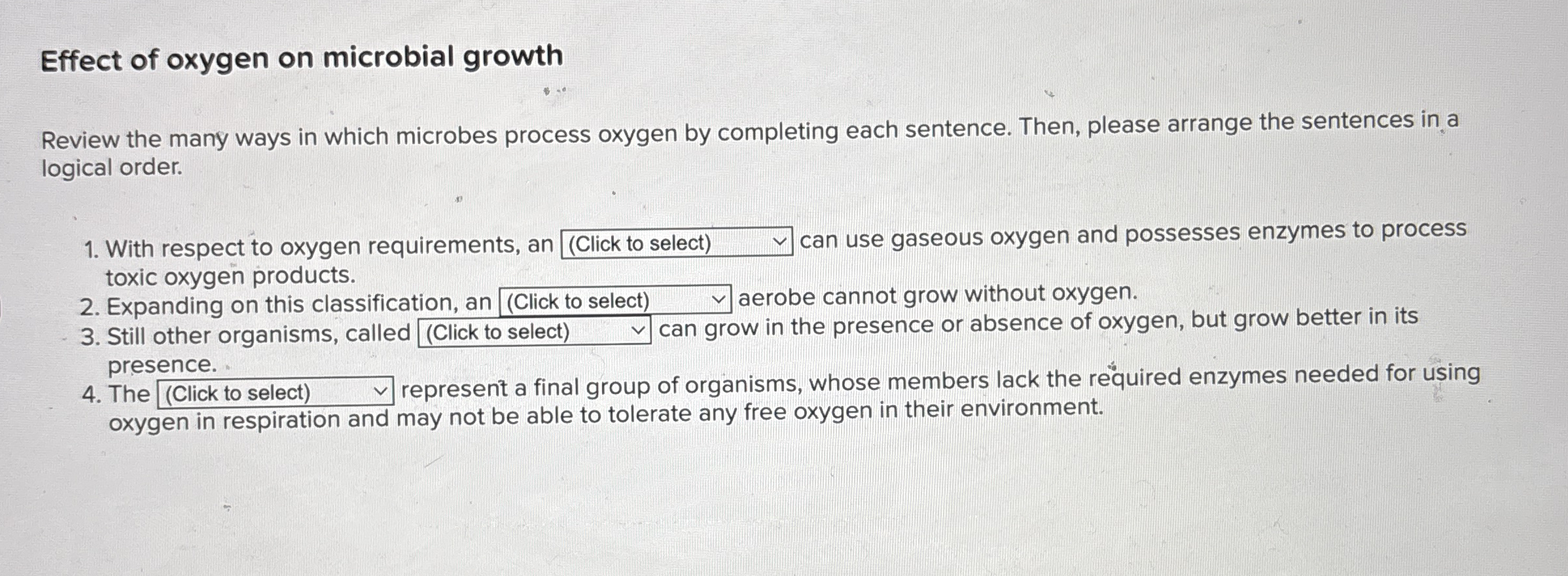 Solved Effect of oxygen on microbial growthReview the many | Chegg.com