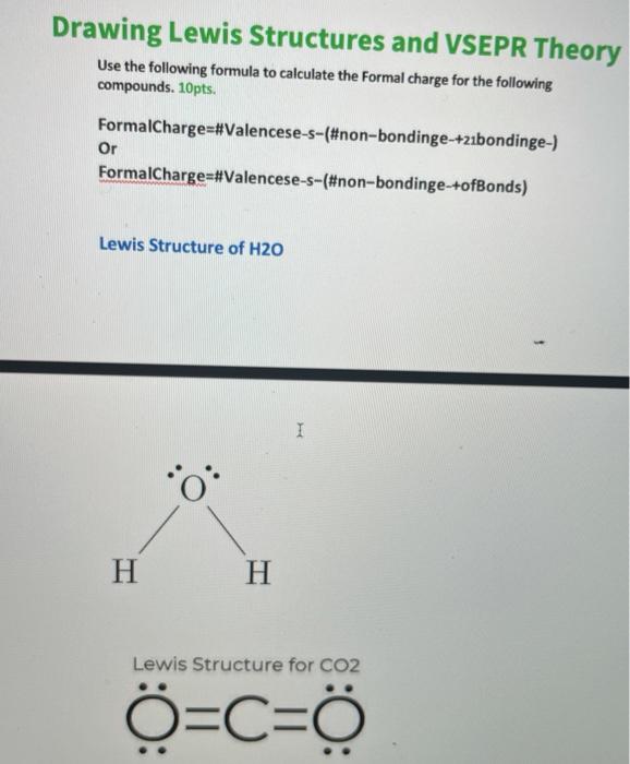 Solved Drawing Lewis Structures and VSEPR Theory Use the | Chegg.com