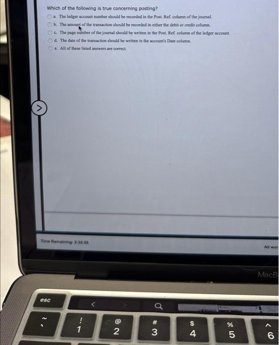 Solved > Which of the following is true concerning posting? | Chegg.com