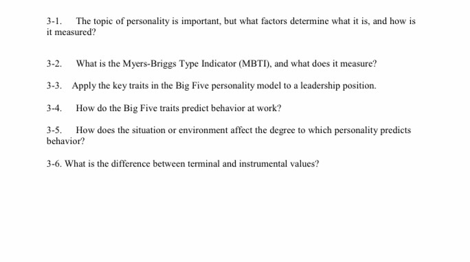 Solved 3-1. The topic of personality is important, but what | Chegg.com