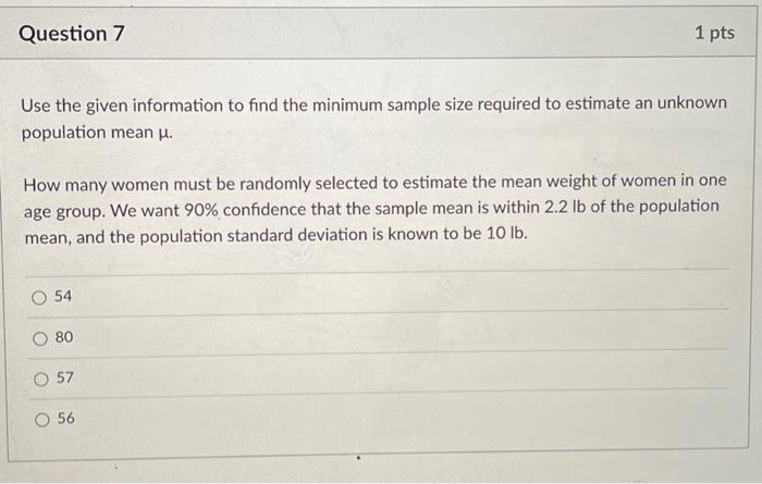 Use the given information to find the minimum sample | Chegg.com