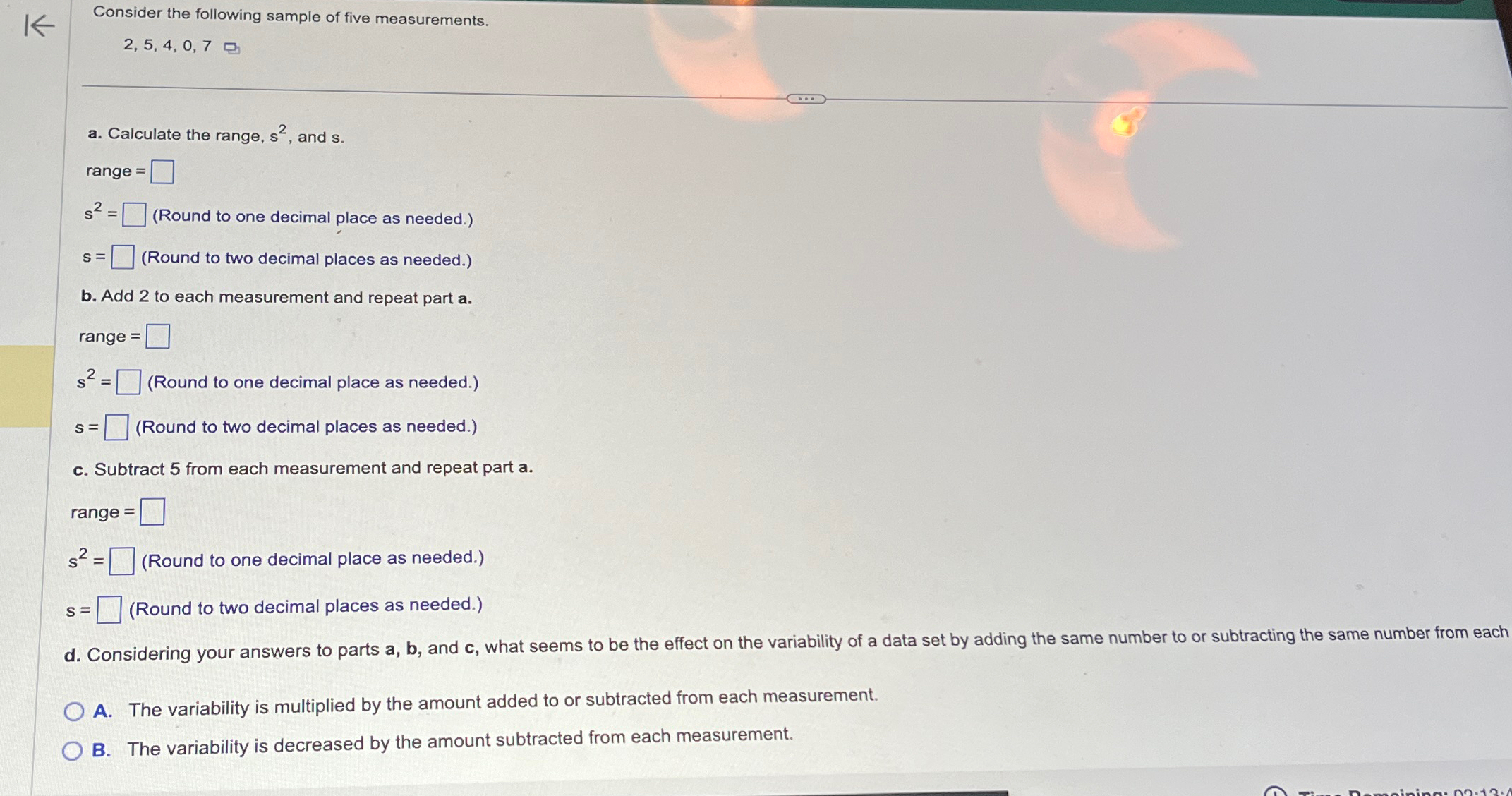 Solved Consider the following sample of five | Chegg.com